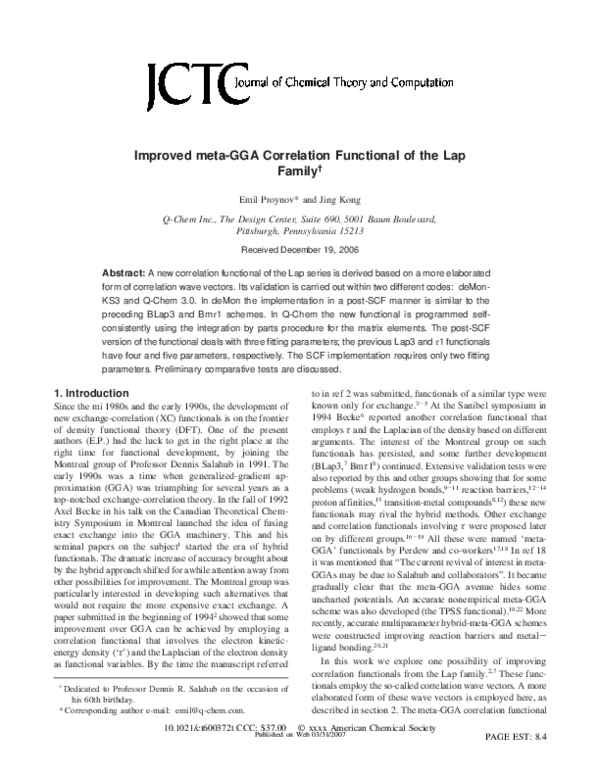 (PDF) Improved meta-GGA Correlation Functional of the Lap Family