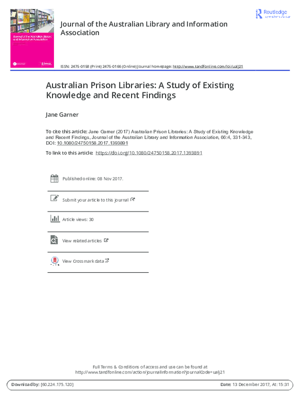 (PDF) Australian Prison Libraries: A Study of Existing Knowledge and ...