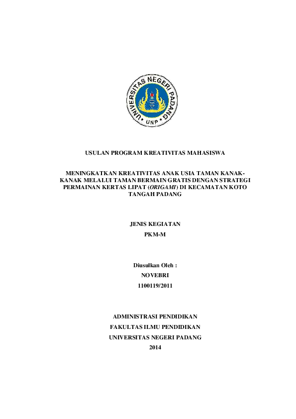 (PDF) USULAN PROGRAM KREATIVITAS MAHASISWA