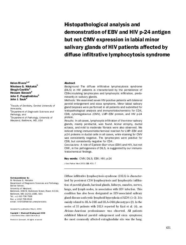 (PDF) Histopathological analysis and demonstration of EBV and HIV p-24 ...