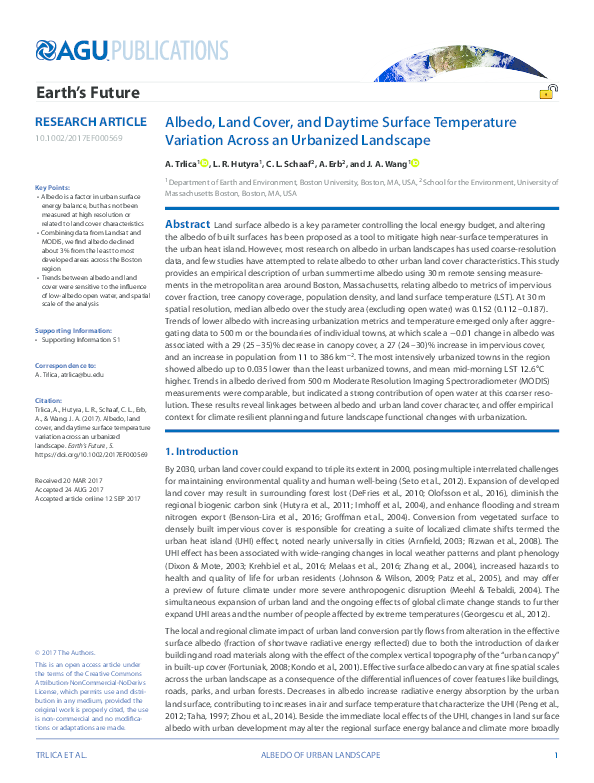 (PDF) Albedo, Land Cover, and Daytime Surface Temperature Variation ...