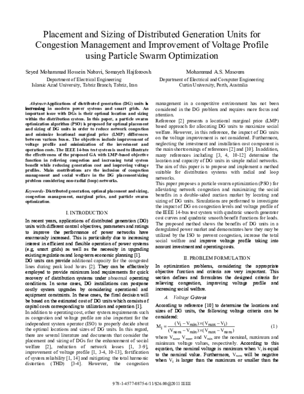 (PDF) Placement and Sizing of Distributed Generation Units for Congestion Management and ...