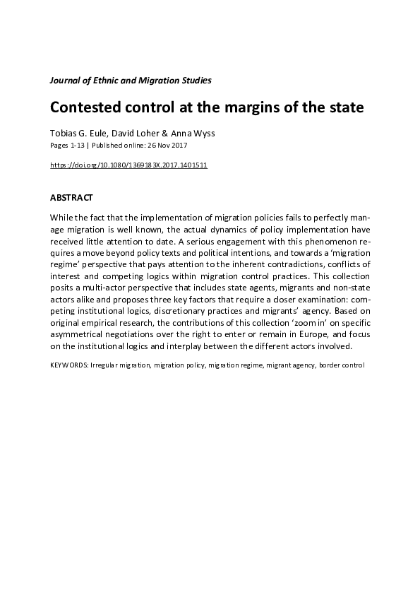 (PDF) Contested control at the margins of the state