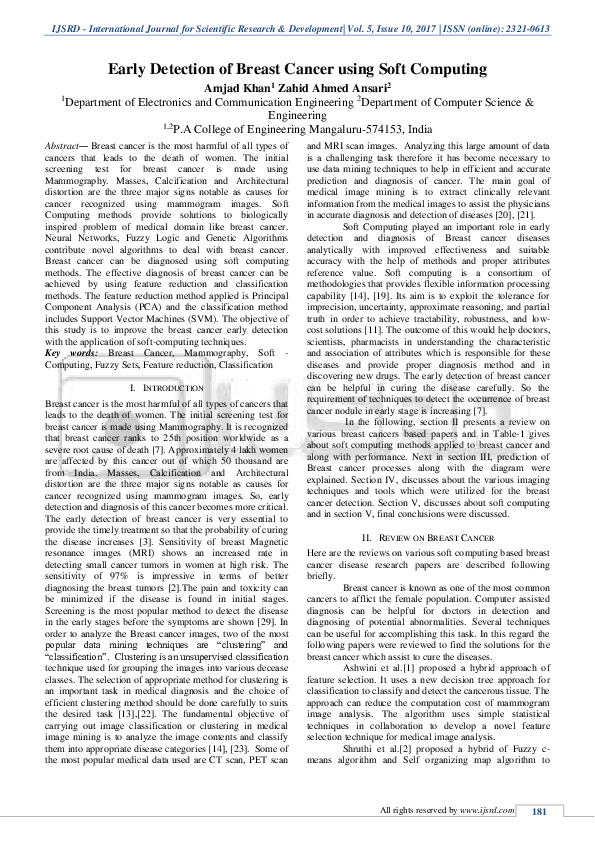 (PDF) Early Detection of Breast Cancer using Soft Computing