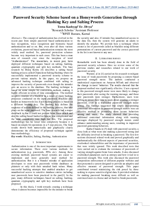 Pdf Password Security Scheme Based On A Honeywords Generation Through
