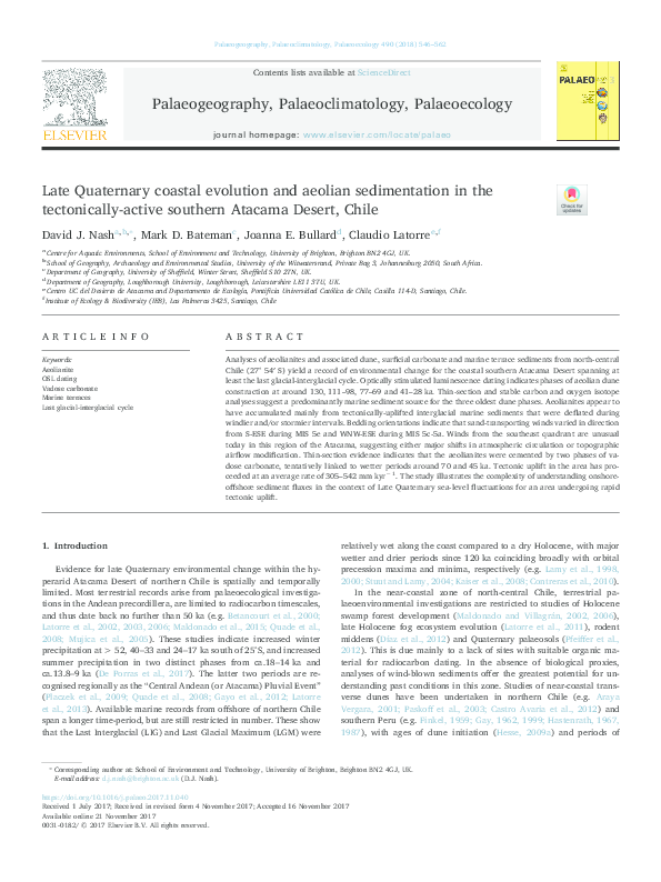 (PDF) Late Quaternary coastal evolution and aeolian sedimentation in ...