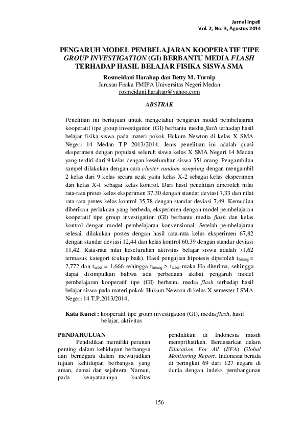 (PDF) PENGARUH MODEL PEMBELAJARAN KOOPERATIF TIPE GROUP INVESTIGATION (GI) BERBANTU MEDIA FLASH ...