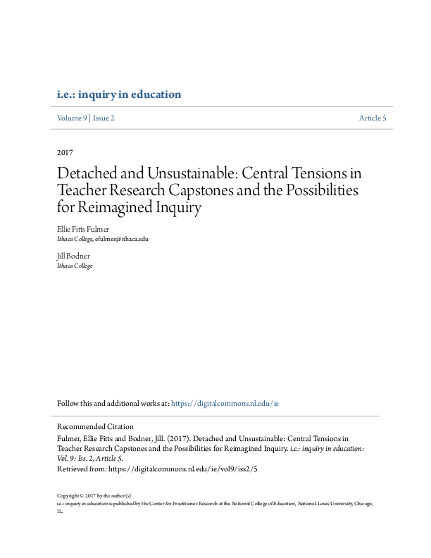 (PDF) Detached and Unsustainable: Central Tensions in Teacher Research ...