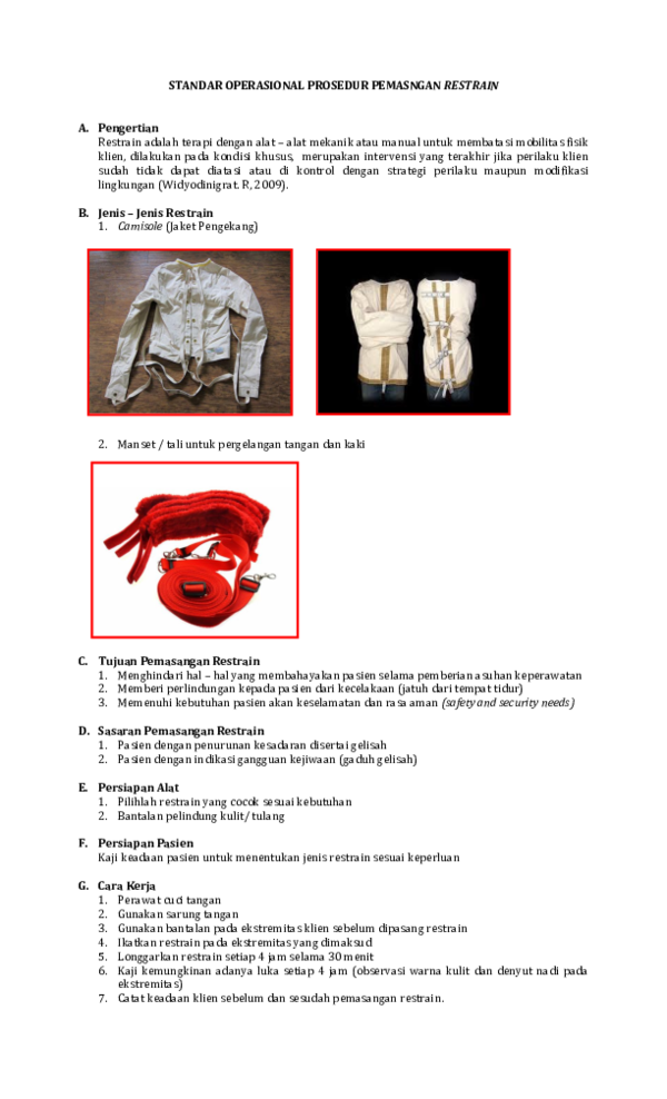(PDF) STANDAR OPERASIONAL PROSEDUR PEMASNGAN RESTRAIN