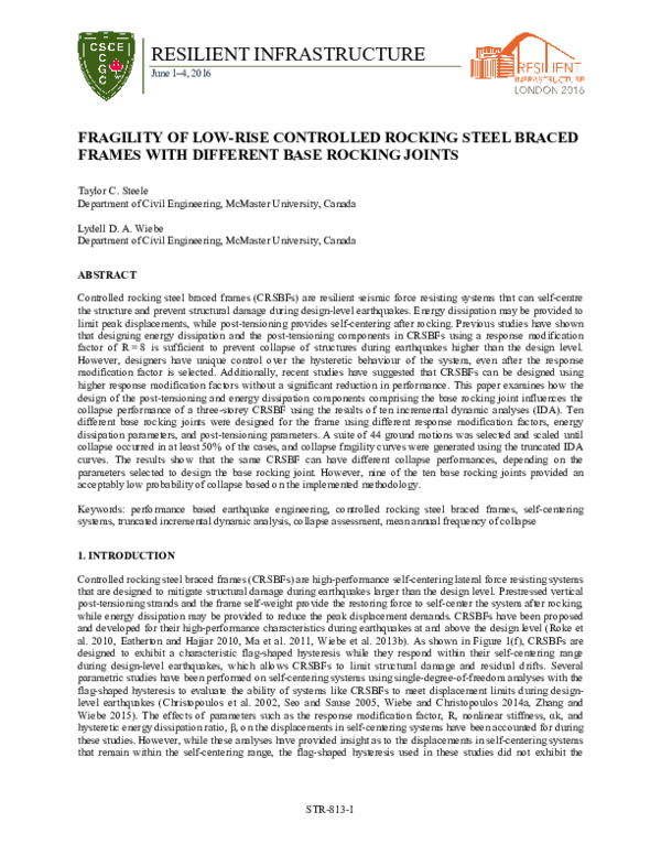 (PDF) Fragility of low-rise controlled rocking steel braced frames with ...