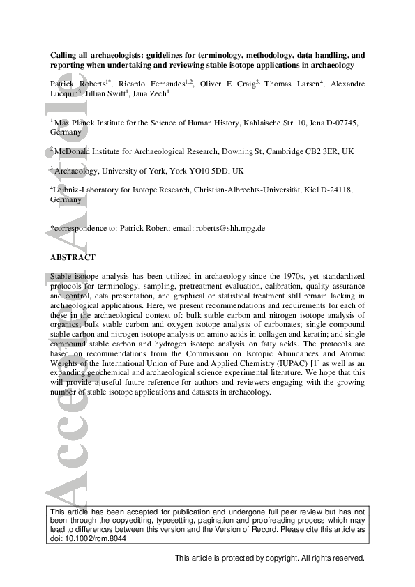 (PDF) Calling all archaeologists: guidelines for terminology, methodology, data handling, and ...