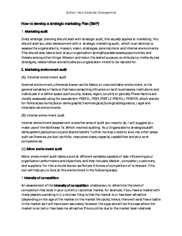 (PDF) Strategic Marketing Audit process | OLUWAYEMISI ADEWALE ...
