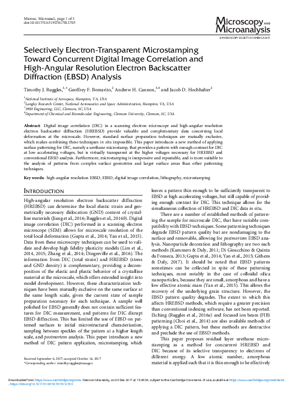 (PDF) Selectively Electron-Transparent Microstamping Toward Concurrent Digital Image Correlation ...