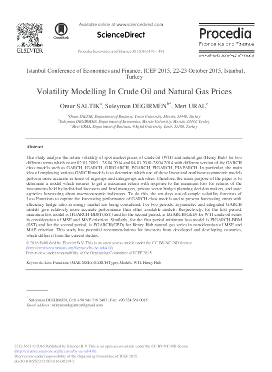 (PDF) Volatility Modelling In Crude Oil and Natural Gas Prices