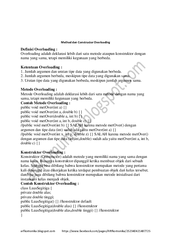 Pdf Method Dan Konstruktor Overloading