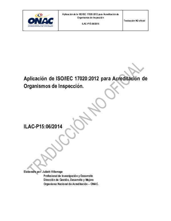 (PDF) Aplicación de la ISO/IEC 17020:2012 para Acreditación de Organismos de Inspección ...