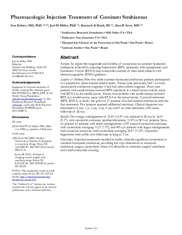 (PDF) Pharmacologic Injection Treatment of Comitant Strabismus