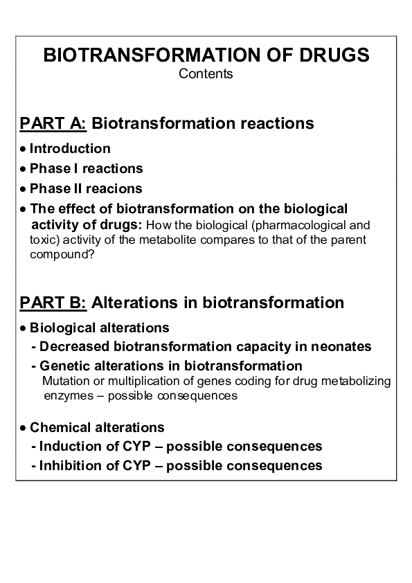 (PDF) BIOTRANSFORMATION OF DRUGS