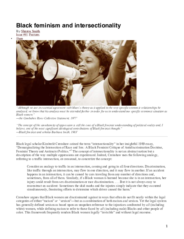 (PDF) Black feminism and intersectionality