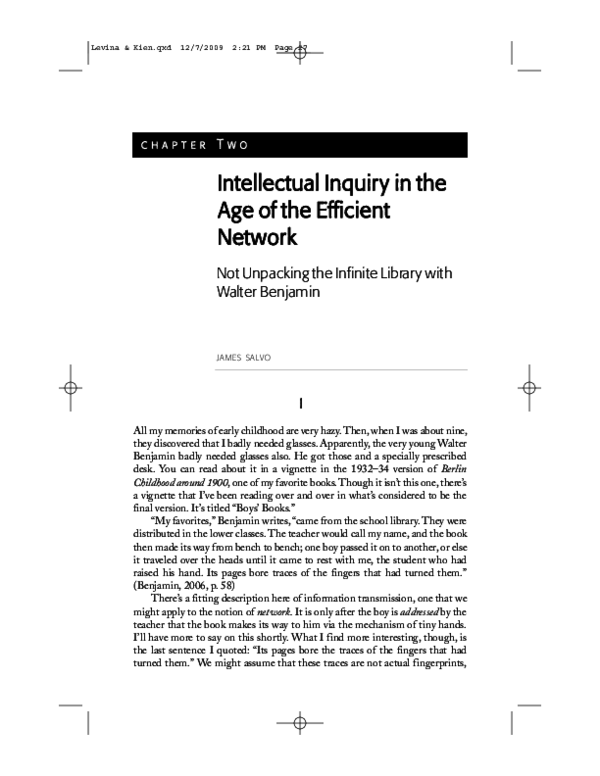 (PDF) Intellectual Inquiry in the Age of the Efficient Network