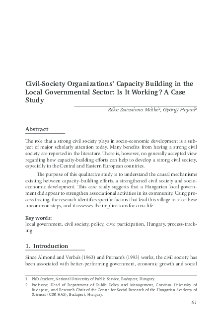 (PDF) Civil-Society Organizations’ Capacity Building in the Local Governmental Sector: Is It ...