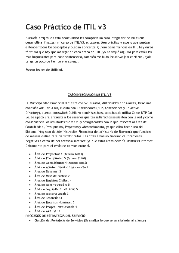(DOC) Caso Práctico de ITIL