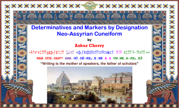 (PDF) Determinatives and Markers by Designation: Neo-Assyrian Cuneiform