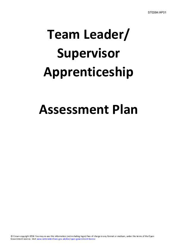 (PDF) Team Leader/ Supervisor Apprenticeship Assessment Plan