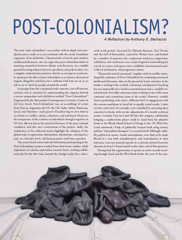 (PDF) POST-COLONIALISM? A Reflection, by Anthony E. Stellaccio.