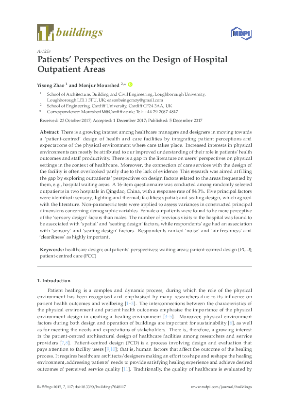 (PDF) Patients' Perspectives on the Design of Hospital Outpatient Areas ...