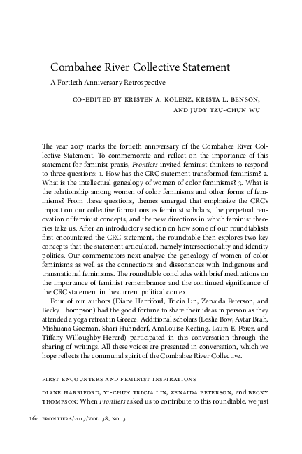(PDF) Combahee River Collective Statement A Fortieth Anniversary ...