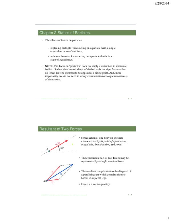 (PDF) Chapter 2 Statics of Particles Resultant of Two Forces 2 -2