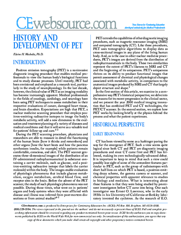 (PDF) History and Development of PET