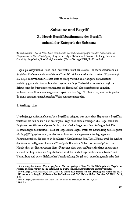 (PDF) Substanz und Begriff