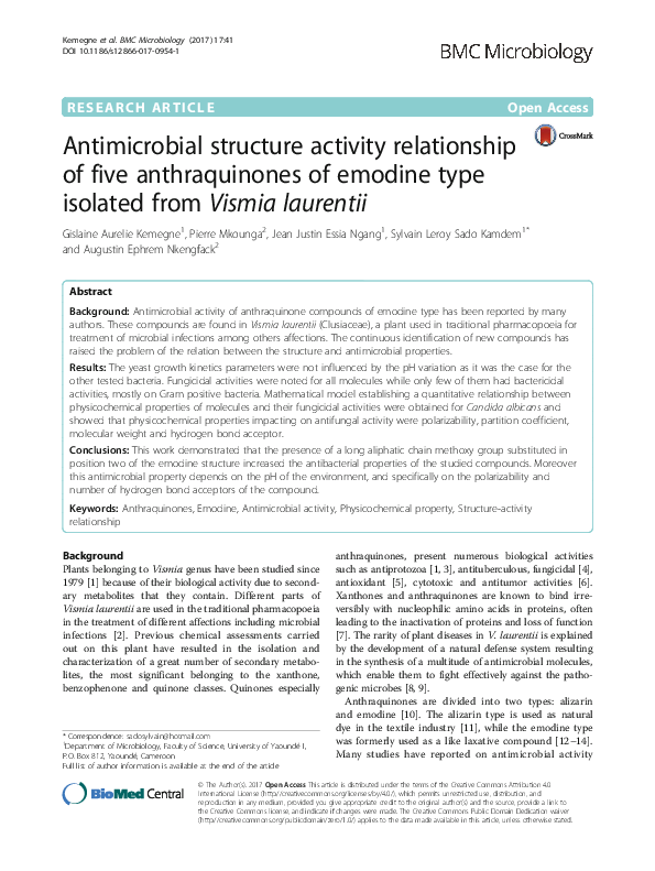 (PDF) Antimicrobial structure activity relationship of five ...