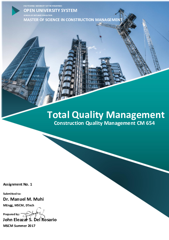 (PDF) Total Quality Management Construction Quality Management CM 654 ...