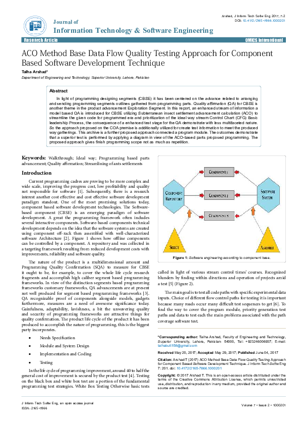 Pdf Aco Method Base Data Flow Quality Testing Approach For Component