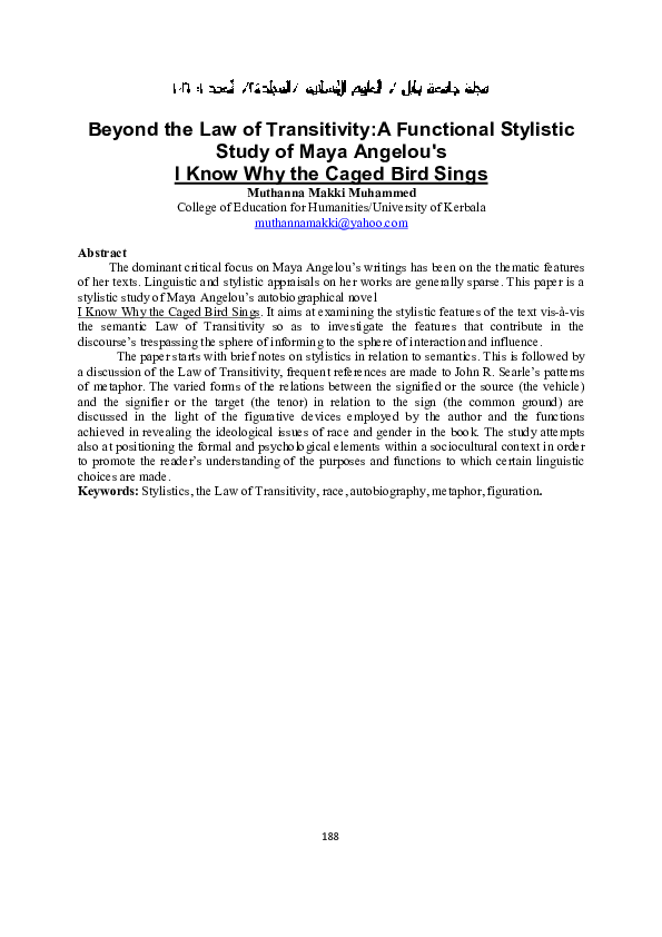 (PDF) Beyond the Law of Transitivity:A Functional Stylistic Study of ...