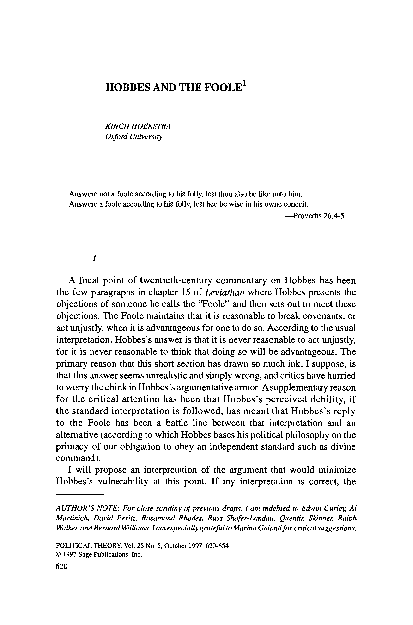 (PDF) Hobbes and the Foole