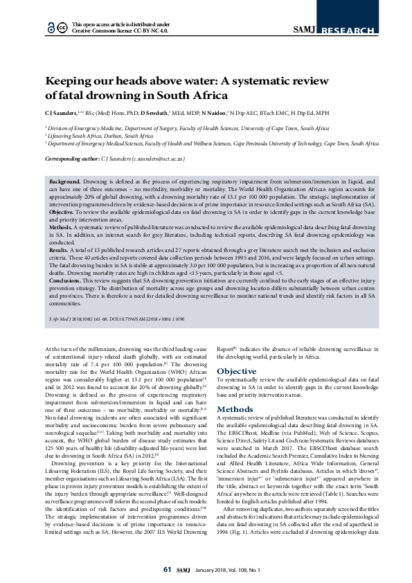 (PDF) Keeping our heads above water: A systematic review of fatal ...