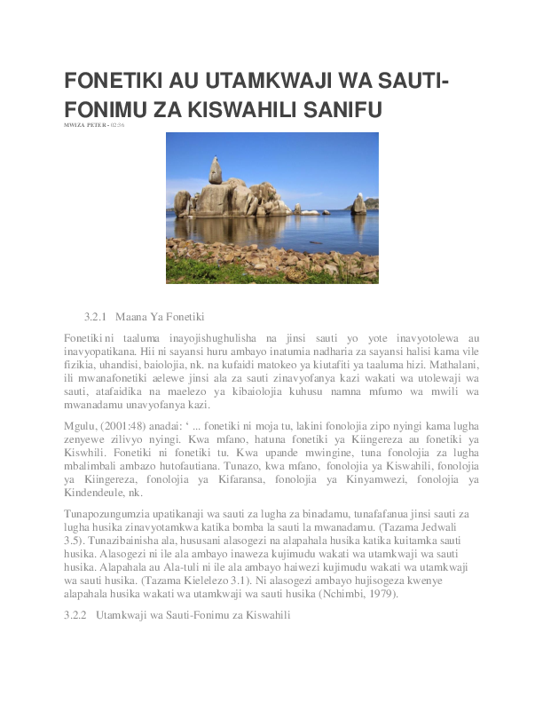 (DOC) FONETIKI AU UTAMKWAJI WA SAUTI- FONIMU ZA KISWAHILI SANIFU