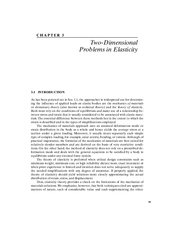 (PDF) Two-Dimensional Problems in Elasticity 3.1 INTRODUCTION