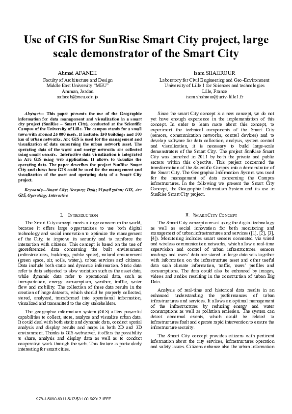 (PDF) Use of GIS for SunRise Smart City project, large scale ...