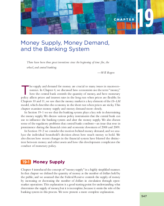 (PDF) Money Supply, Money Demand, and the Banking System