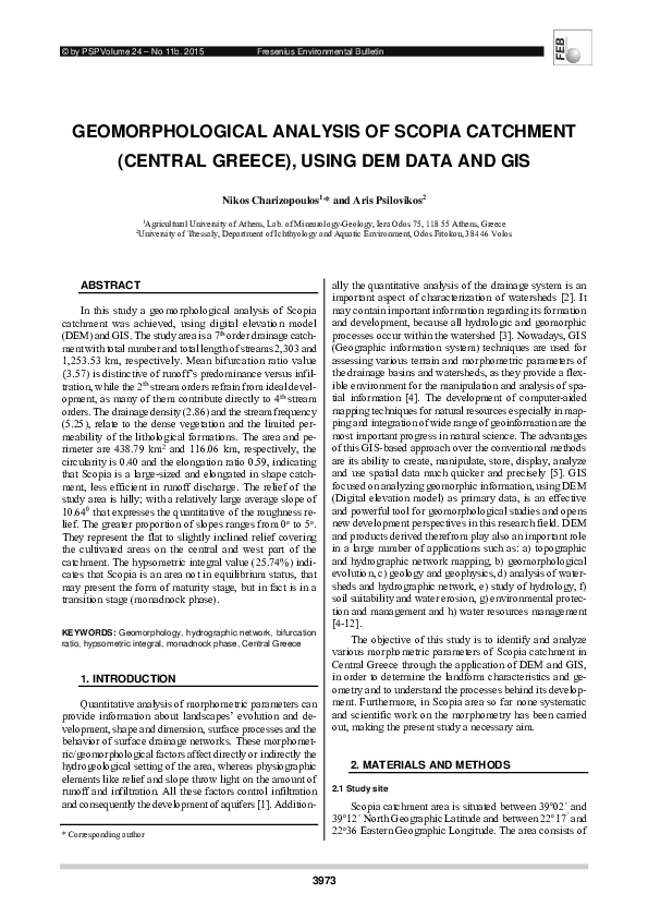 (PDF) GEOMORPHOLOGICAL ANALYSIS OF SCOPIA CATCHMENT (CENTRAL GREECE ...