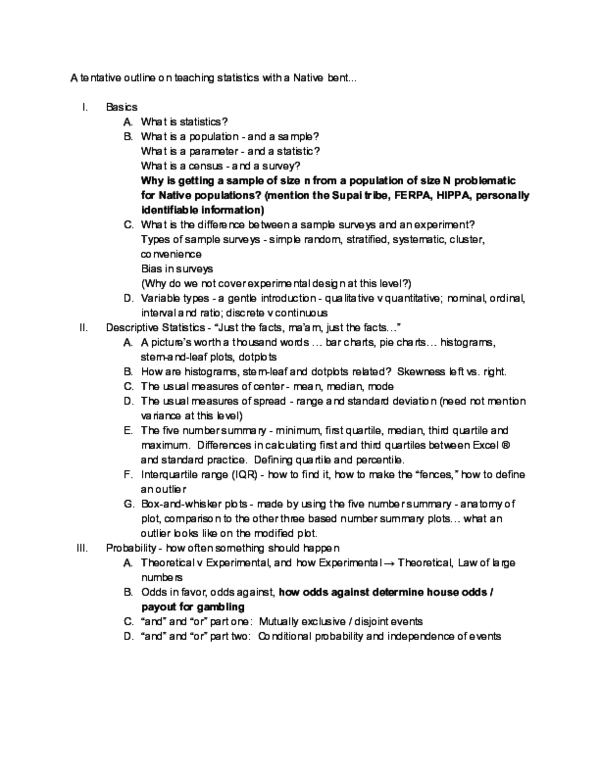 (PDF) Native statistics outline