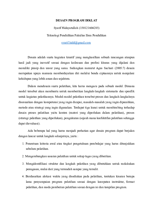 (DOC) DESAIN PROGRAM DIKLAT