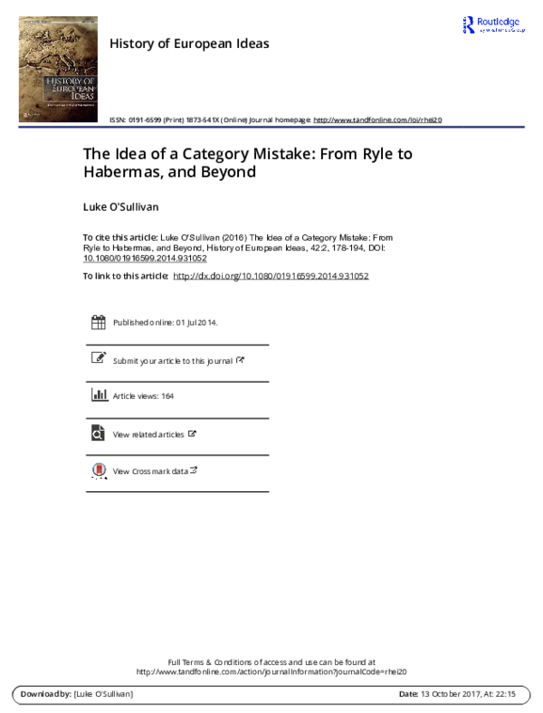 (PDF) Article: The Idea of a Category Mistake From Ryle to Habermas