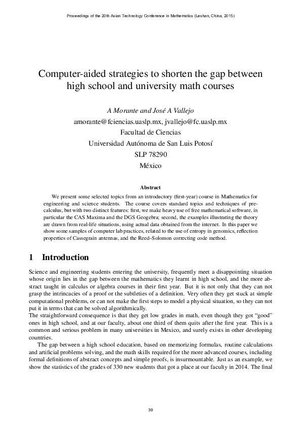 (PDF) Computer-aided strategies to shorten the gap between high school ...