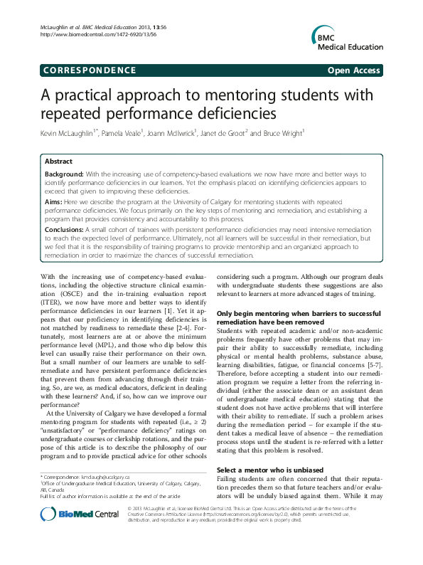 (PDF) A practical approach to mentoring students with repeated ...
